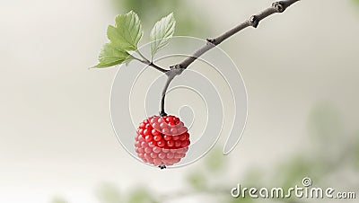 Single Red Berry On A Branch Sharp Focus On The Berry Hazy Fores Stock ...