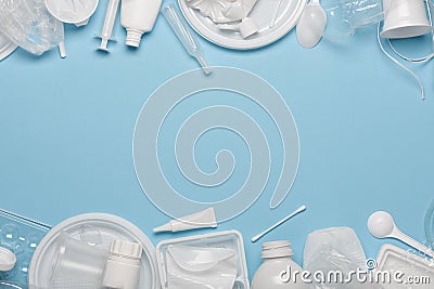 Single-use Plastics. Plastic Waste, Ecological Pollution. Frame Banner ...