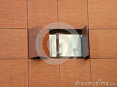Single Window With Folded Open Wooden Shutter Stock Photo ...