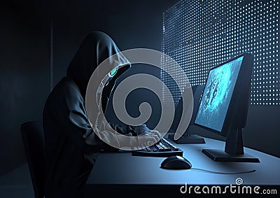 Sinister Computer Hacker Generative AI Illustration Stock Photo ...