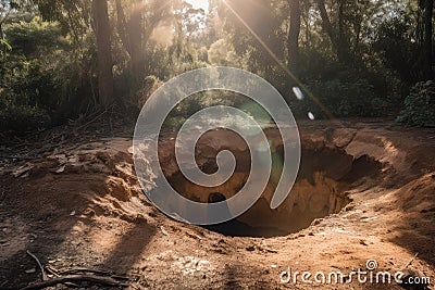 Sinkhole That Has Collapsed Into Underground Cave System, With Sunlight ...