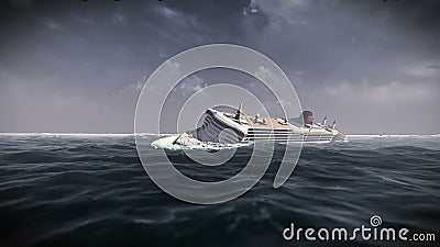 Sinking Ship in a Storm Video Footage Stock Footage - Video of open ...