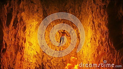 Sinners Fall To Hell Fire. Religious Concept. Realistic 4k Animation ...