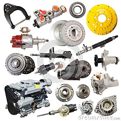 Sistema De Motor Y De Partes Automotrices Sobre Blanco Foto de archivo ...
