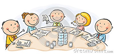 Sitzung Oder Konferenz Ringsum Die Tabelle Vektor Abbildung - Bild ...