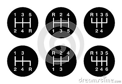 Six Different Gear Stick Shift Patterns Vector Illustration ...