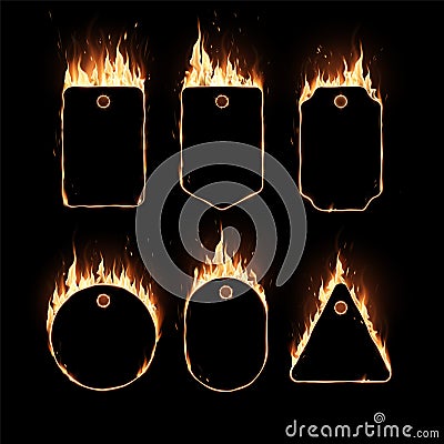 Six Fire Frames On A Dark Background. A Special Transparent Smoke ...