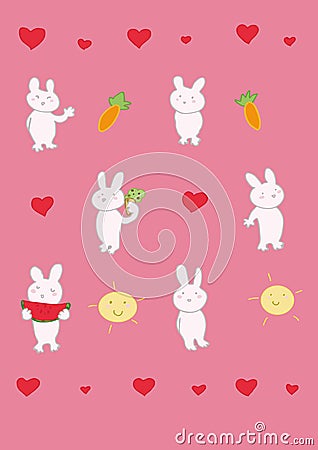 Six Funny Rabbits Cartoon Vector | CartoonDealer.com #15358485