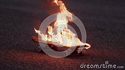 Skateboard on fire stock video. Video of raises, pushed - 74627431