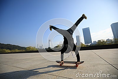 Skateboarder Doing A Hand On Skateboard Royalty-Free Stock Photo ...