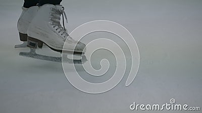 Use Skates To Brake on Ice. Close-up Stock Video - Video of event ...