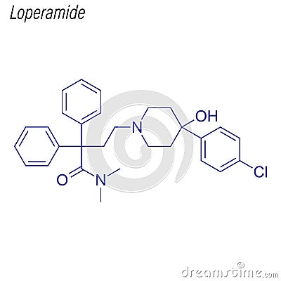 Vector Skeletal Formula Of Loperamide. Drug Chemical Molecule Stock ...