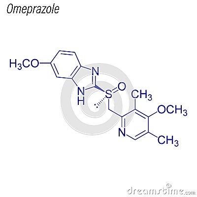Vector Skeletal Formula Of Omeprazole. Drug Chemical Molecule Stock ...