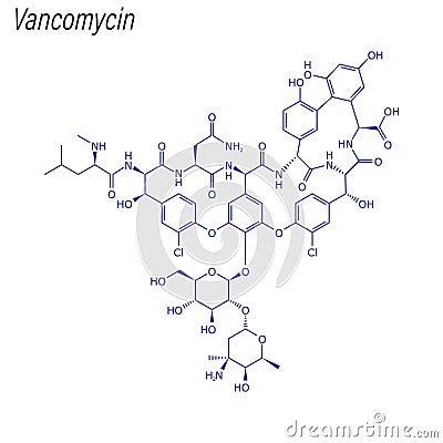 Vector Skeletal Formula Of Vancomycin. Drug Chemical Molecule Stock ...