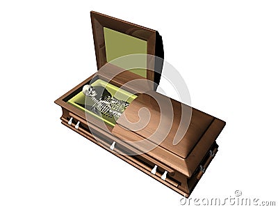 Skeleton In Casket On White Background Stock Photography ...