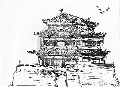 Sketch Chinese Building Royalty-Free Stock Image | CartoonDealer.com ...