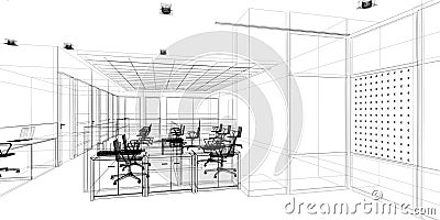 Sketch Design Of Interior Office Royalty Free Stock Image - Image: 38179686