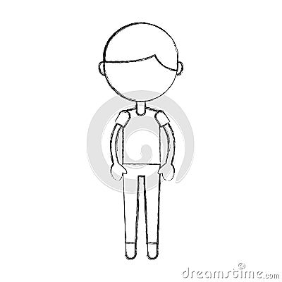 Sketch Draw Cute Boy Cartoon Vector Illustration | CartoonDealer.com ...
