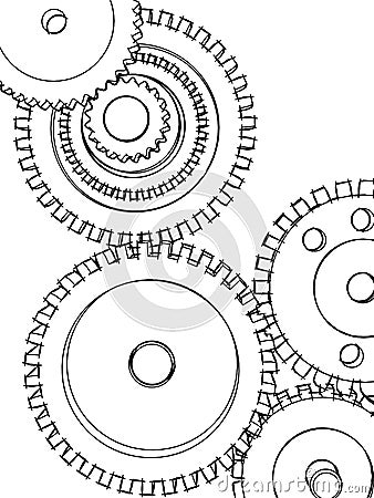 Sketch Gears Stock Photo - Image: 8398290