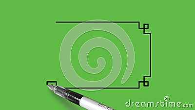 Sketch Rectangular Shape Frame in Specific Design with Black Pen on ...