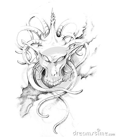 Sketch Of Tattoo Art, Monster Royalty Free Stock Photos - Image: 17129088