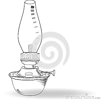 Sketch Of Vintage Oil Lamp, Vector Royalty Free Stock Images - Image ...