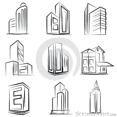 Sketched Building Icons Royalty Free Stock Photography - Image: 36840847