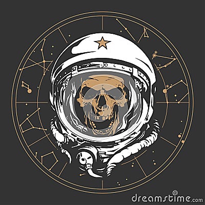 Skull Astronaut Illustration Stock Vector - Image: 71813944