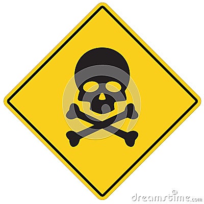 Skull And Bones Warning Icon On White Background. Flat Style. Deadly ...