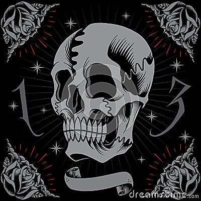 Skull And Roses Frame Stock Vector - Image: 40919627