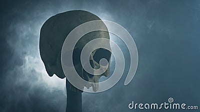 Skull on Castle Wall with Mist Rushing Past Stock Footage - Video of ...