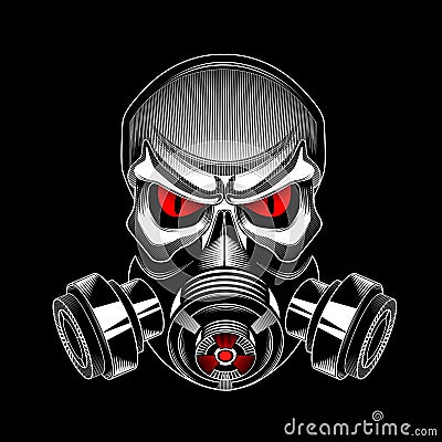 Skull Wearing A Gas Mask Cartoon Vector | CartoonDealer.com #47989681