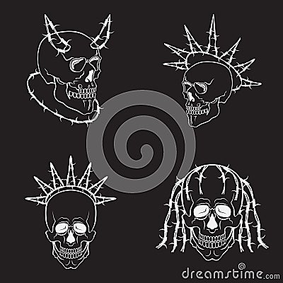 Skulls Vector Set. White Skull Signs | CartoonDealer.com #106764696
