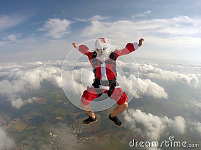 Skydiving Santa Christmas Stock Photo - Image: 62417261