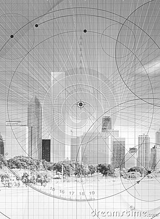 Skyline With Blueprint Detail Stock Image | CartoonDealer.com #9541843