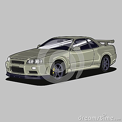 Skyline GTR R34 Cartoon Vector | CartoonDealer.com #257168001