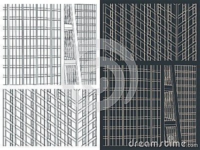 Skyscraper Close Up Sketches Vector Illustration | CartoonDealer.com ...
