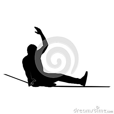Slackline Sitting Pose Silhouette Cartoon Vector | CartoonDealer.com ...