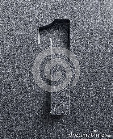 Slanted 3d Font Engraved And Extruded From The Surface, Number 1 ...