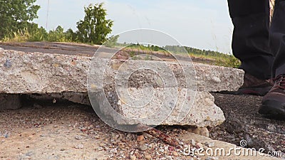 Sledgehammer Break Concrete Slabs Stock Video - Video of cracked ...