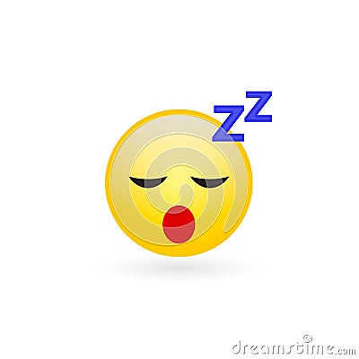 Sleeping Smiley, Vector Isolated Cartoon Emoticon Sleep Flat ...