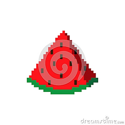 Slice Of Watermelon Pixel Art. 8 Bit Red Melon Vector Illustration ...