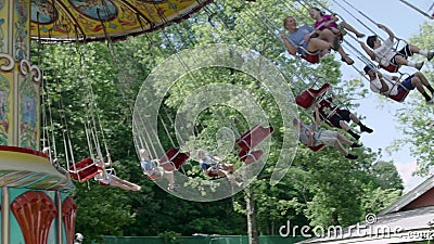 SLOW MOTION: People Riding the Roller Coaster 4k Stock Video - Video of ...