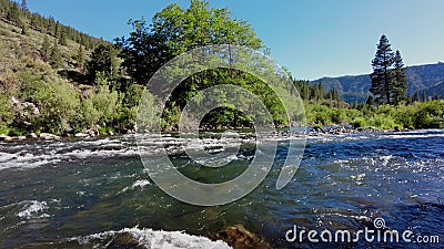 Slow Motion of a River Current with Trees and Mountains in the ...