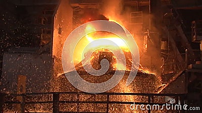 Slow Motion. Working Basic Oxygen Furnace Stock Video - Video of metal ...