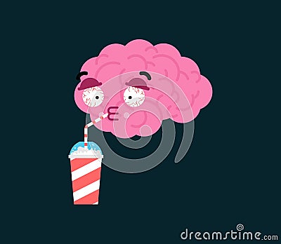 Slurpee Brain-Freezing. Frozen Brain Isolated Cartoon Vector ...