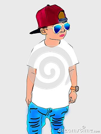 Small Boy Art Drawing In Illustrator Stock Illustration | CartoonDealer ...