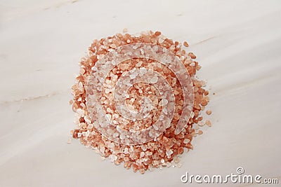 Small Granules Of Natural Himalayan Salt On A Gray Marble Background ...