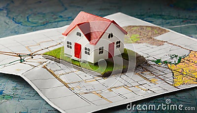 Small House On The Map Royalty-Free Stock Photography | CartoonDealer ...