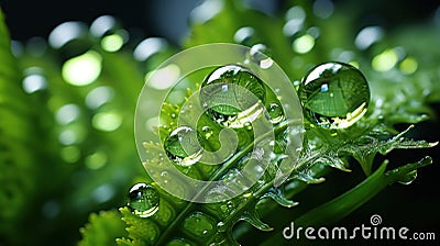 Small Raindrops Fall On The Green Leaves Of Ferns Stock Photo ...